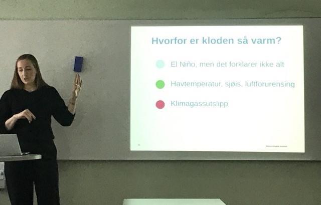 Besøk av statsmeterolog Pernille Borander - Jessheim videregående skole